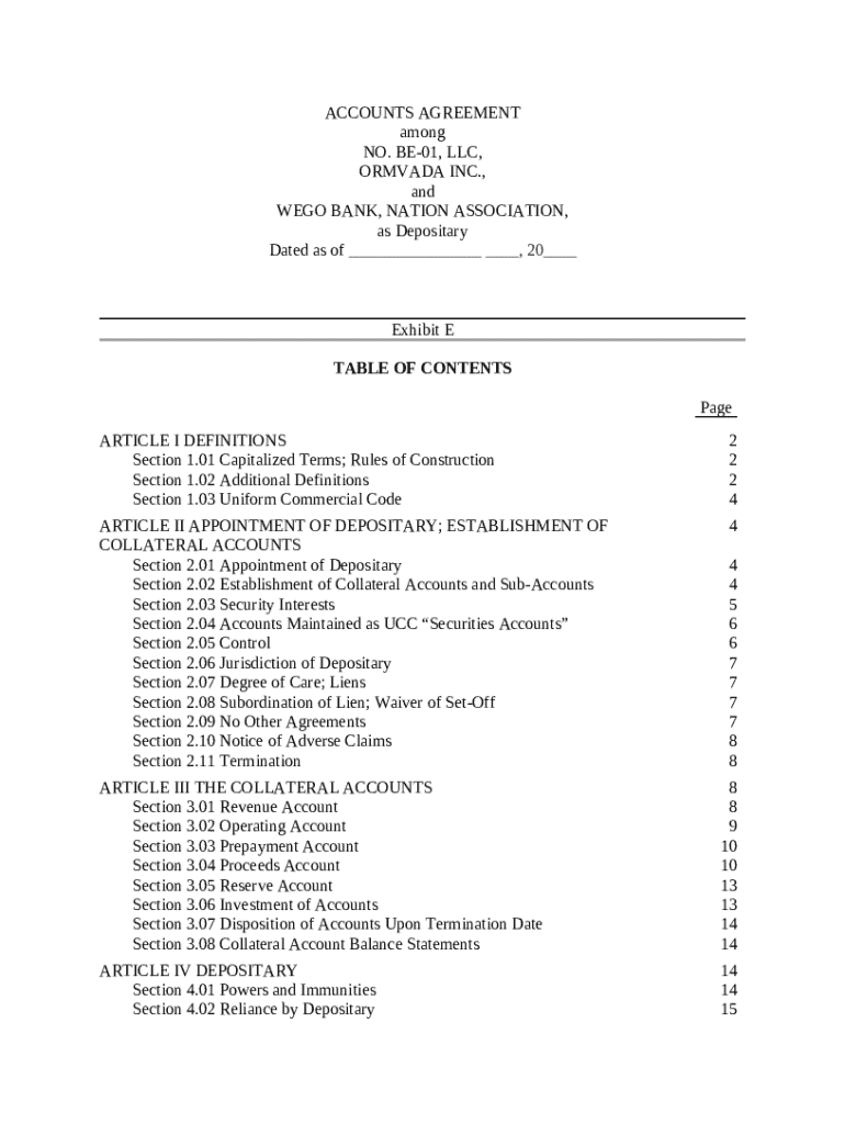 Accounts Agreement Doc Template | pdfFiller