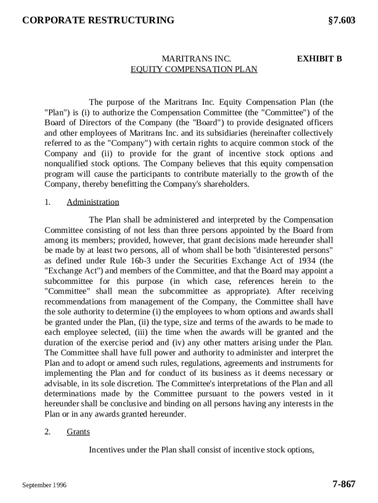 Equity Compensation Plan Doc Template | pdfFiller