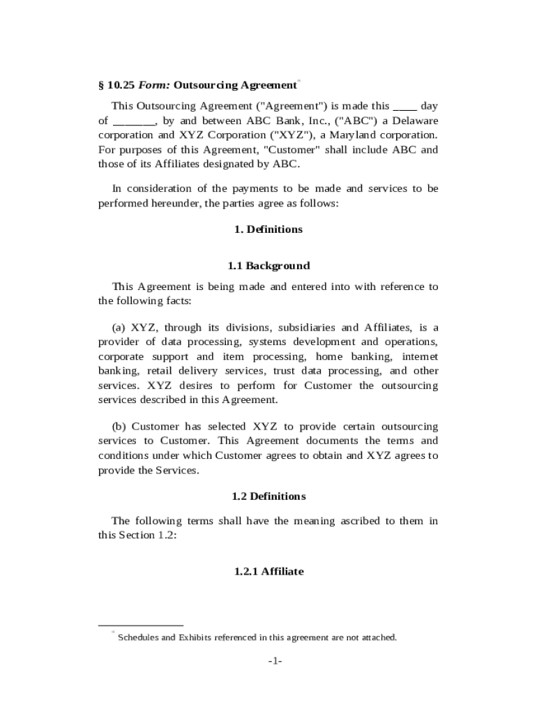 Outsourcing Agreement - Long Doc Template | pdfFiller