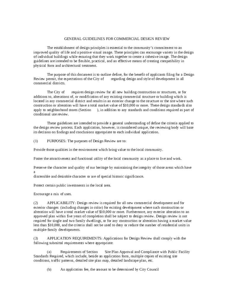 GENERAL GUIDELINES FOR COMMERCIAL DESIGN REVIEW Doc Template | pdfFiller