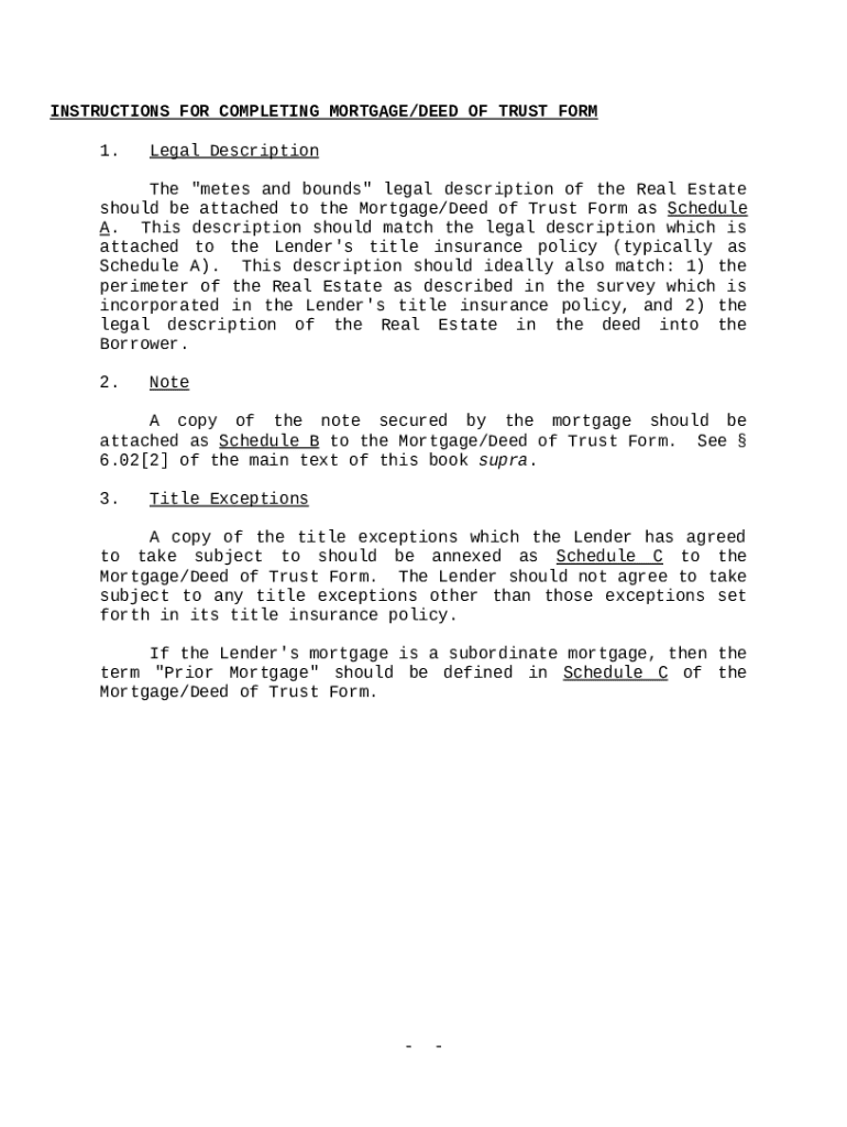INSTRUCTIONS FOR COMPLETING MORTGAGE/DEED OF TRUST Doc Template | pdfFiller