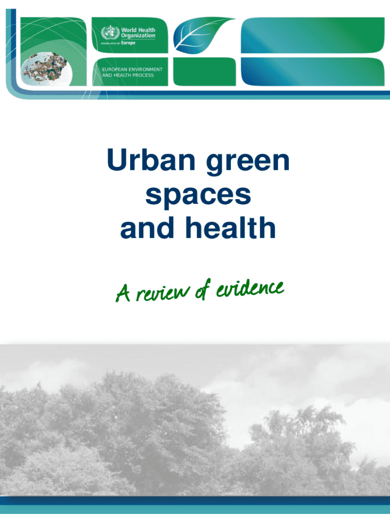 Fillable Online Urban Green Spaces and Health: a Review of Evidence Fax ...
