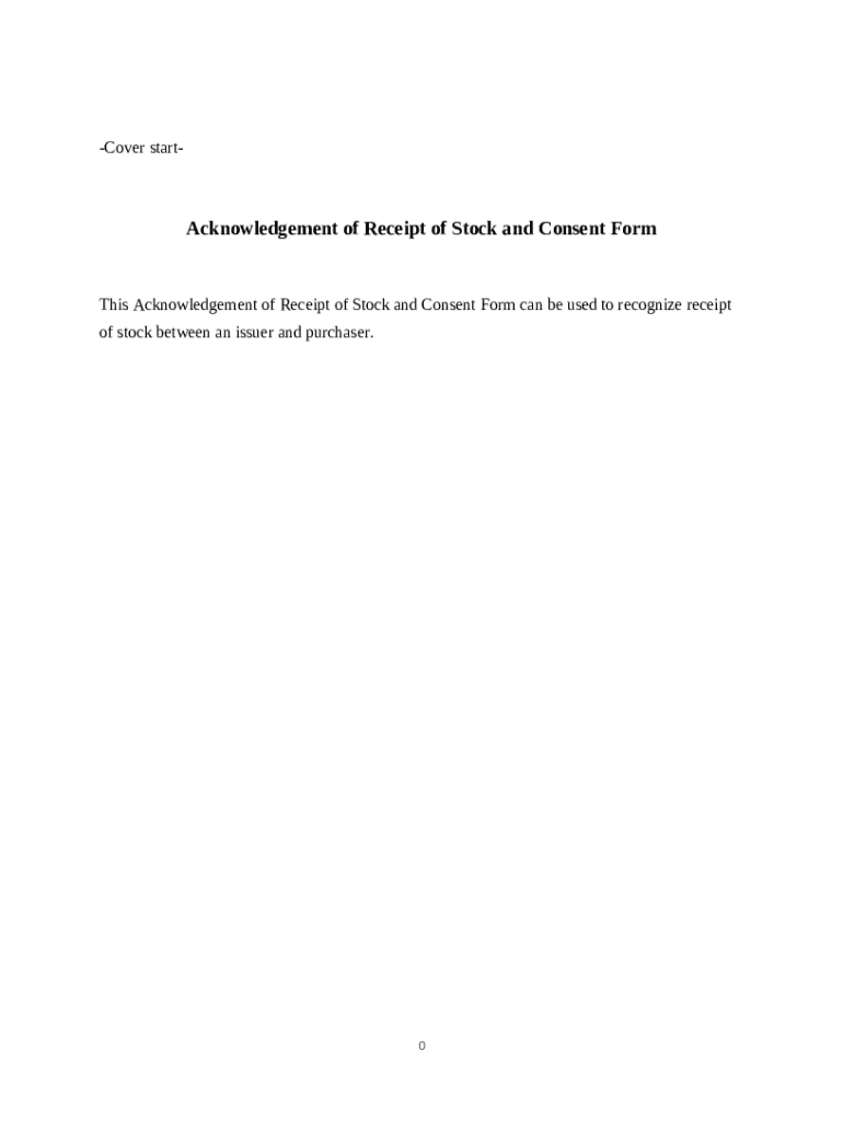 Acknowledgement of Receipt of Stock and Consent Doc Template | pdfFiller