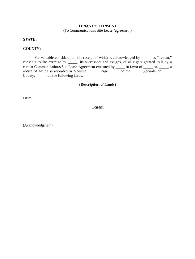 Tenant's Consent Doc Template | pdfFiller