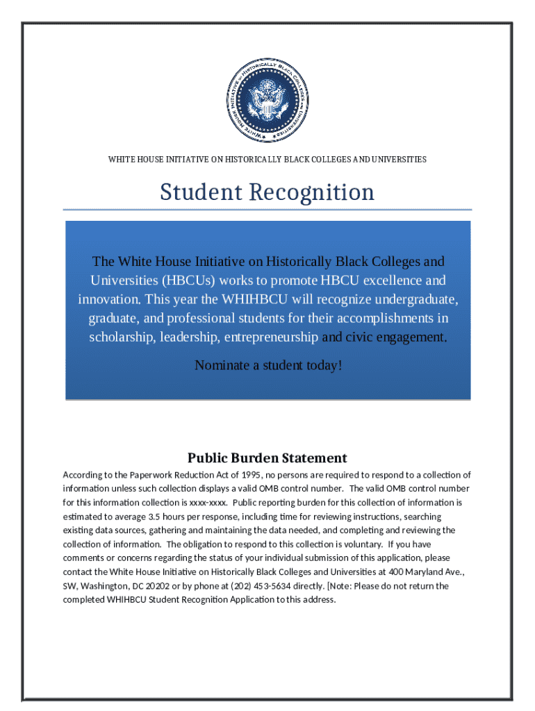 2018 Whihbcu Student Recognition Nomination Doc Template | pdfFiller