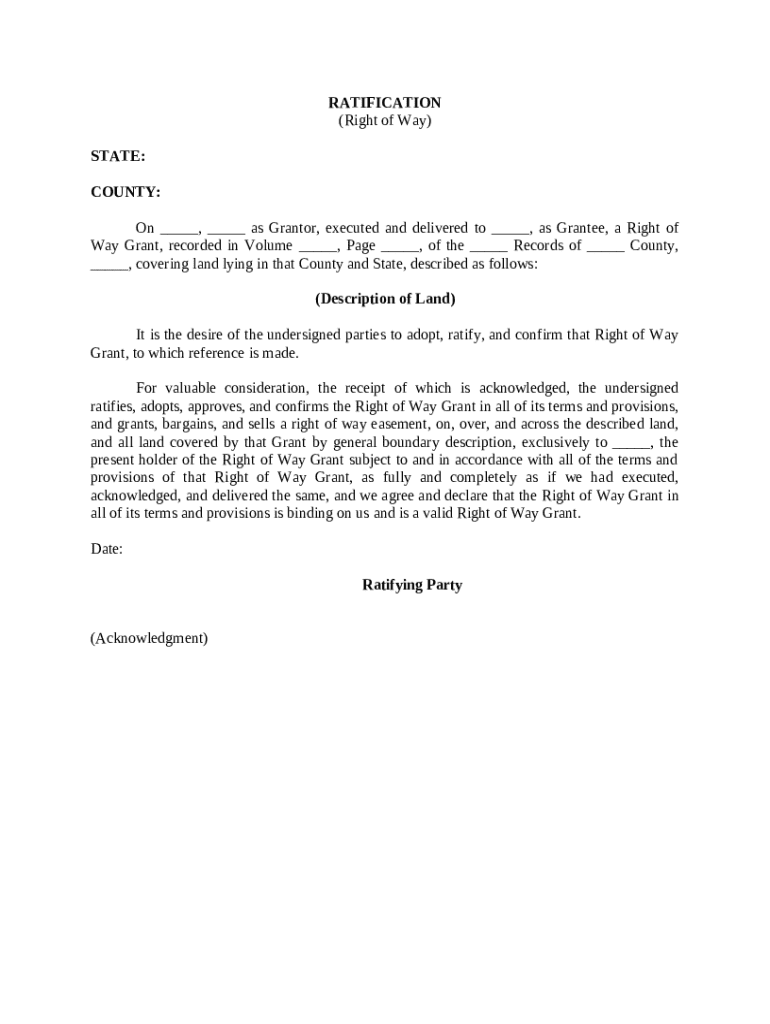 Ratification (right of Way) Doc Template | pdfFiller