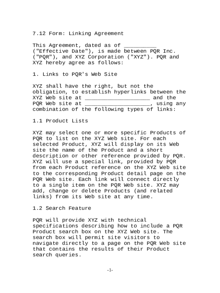 Linking Agreement Doc Template | pdfFiller