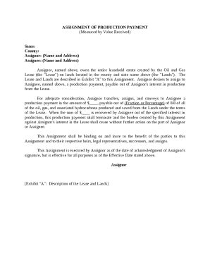 Assignment of Production Payment Doc Template | pdfFiller