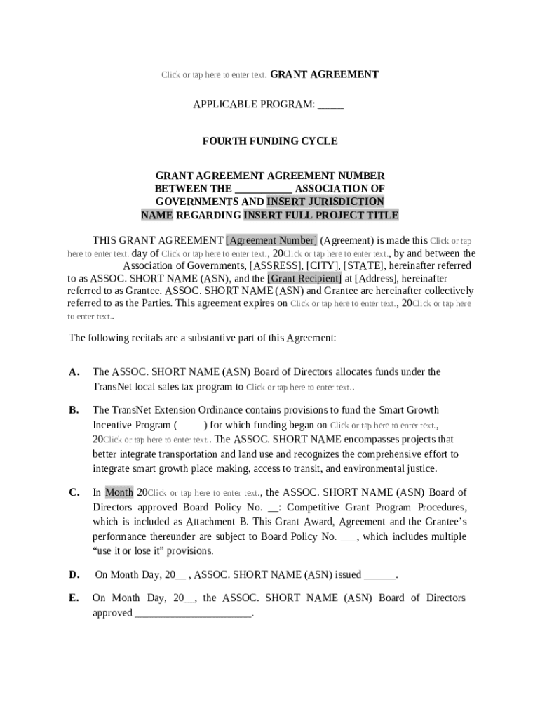 Grant Agreement Doc Template | pdfFiller