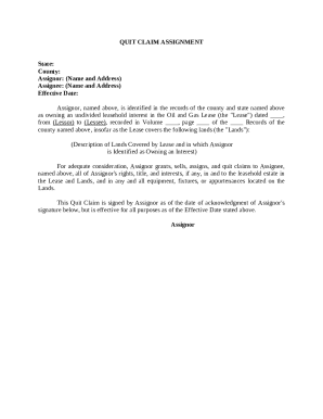 Quit Claim Assignment Doc Template | pdfFiller