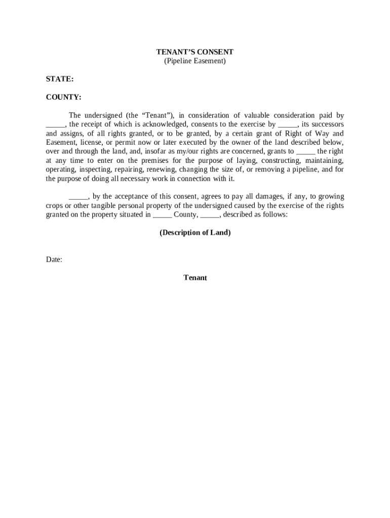Tenant's Consent Doc Template | pdfFiller