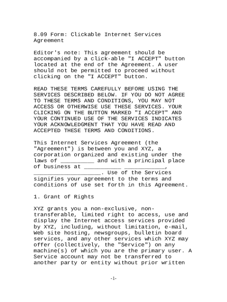 Clickable Internet Services Agreement - Blank Fillable Template | Fill ...
