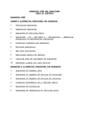Guarantee and Variations Doc Template | pdfFiller
