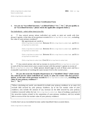 Investor Certification Doc Template | pdfFiller