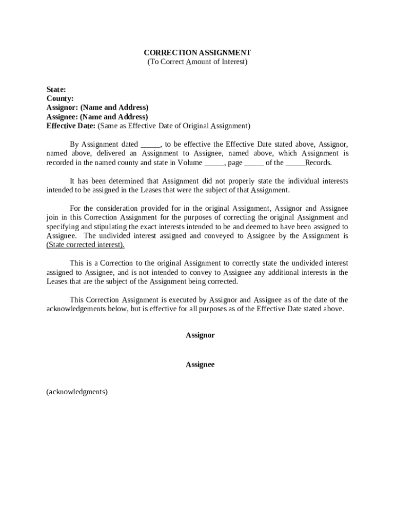 Correction Assignment Doc Template | pdfFiller