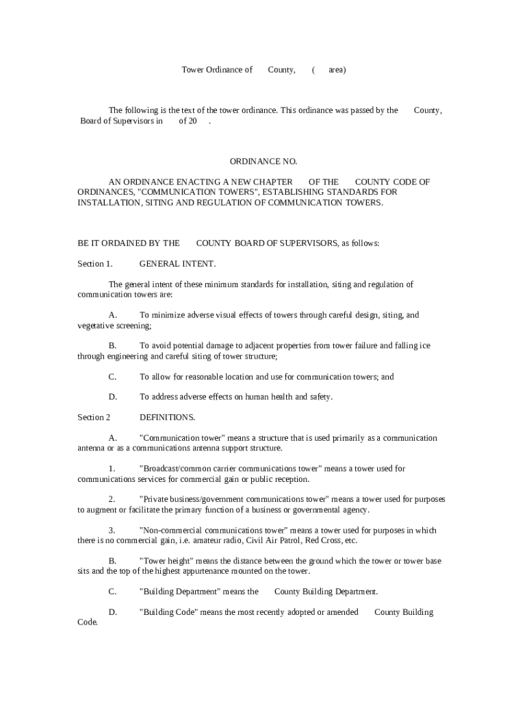 Tower Ordinance Doc Template | pdfFiller