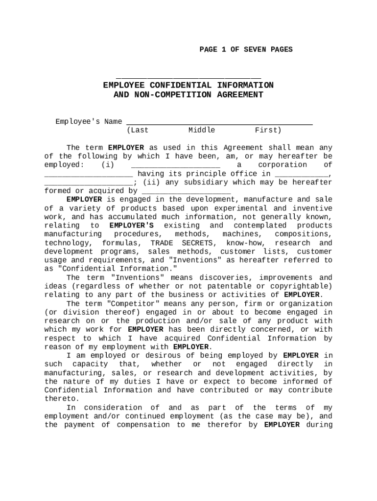 Employee Confidential Ination and Non-competition Agreement Doc ...