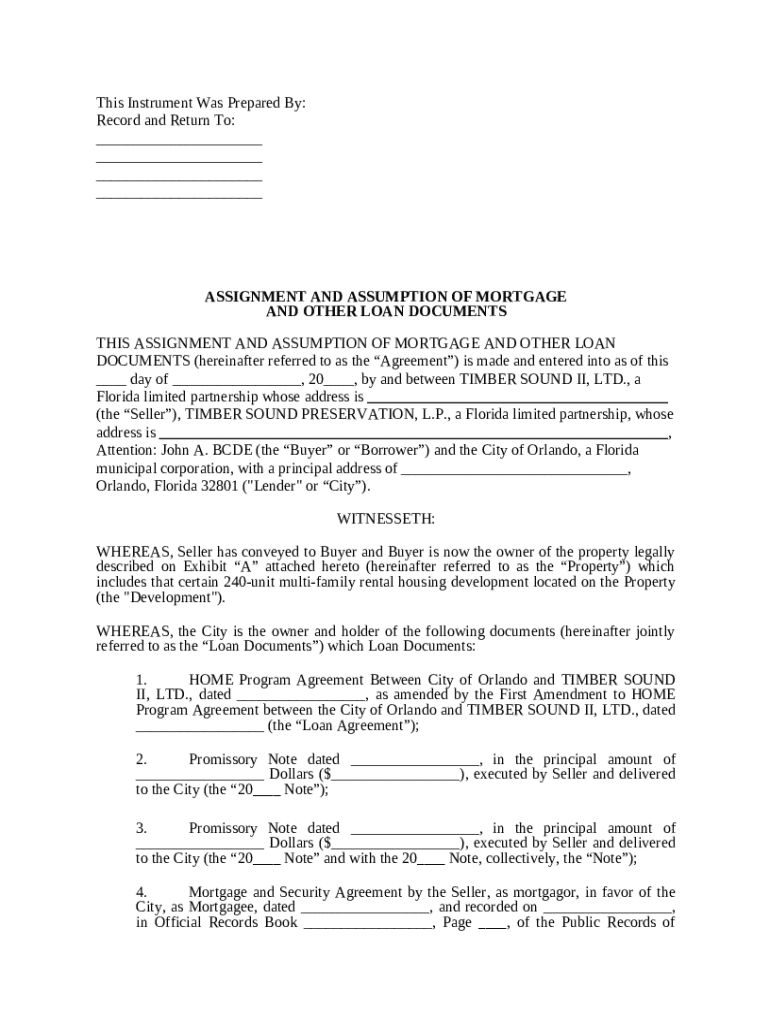 ASSIGNMENT AND ASSUMPTION OF MORTGAGE Doc Template | pdfFiller