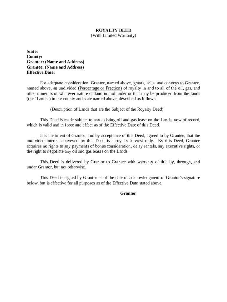 Royalty Deed Doc Template | pdfFiller
