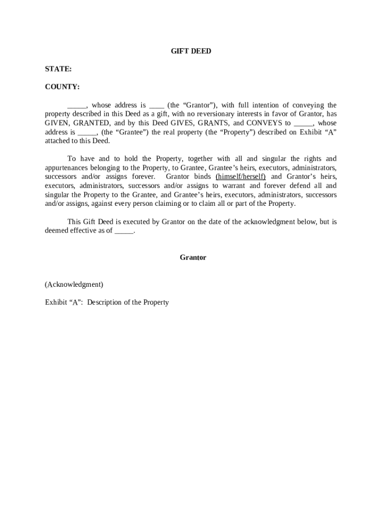 Gift Deed Doc Template | pdfFiller