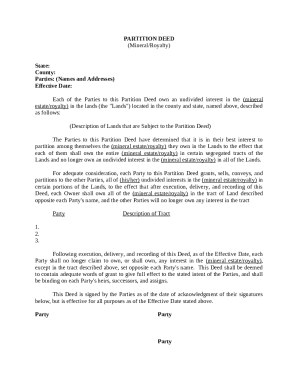 Partition Deed Doc Template | pdfFiller