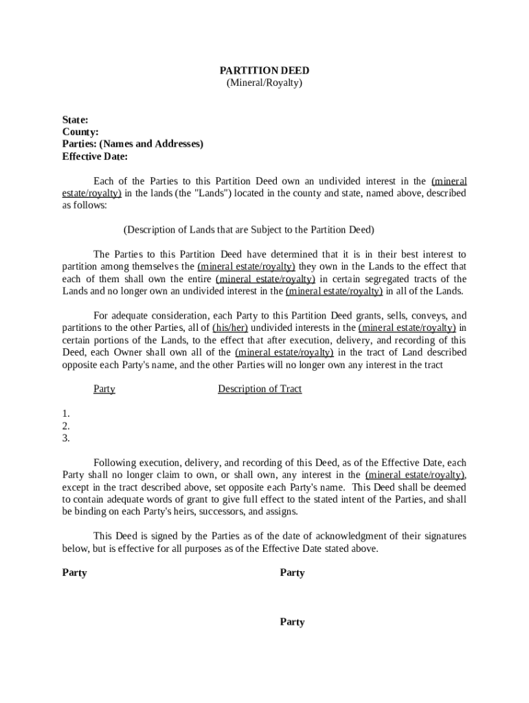 Partition Deed Doc Template | pdfFiller