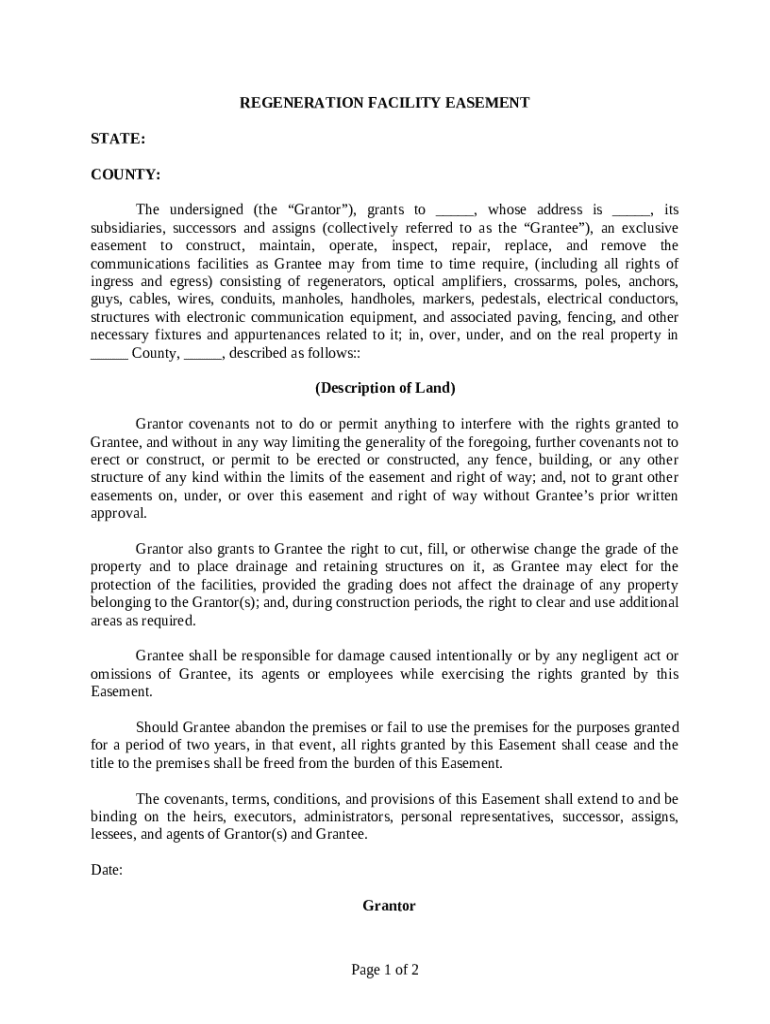 Regeneration Facility Easement Doc Template | pdfFiller