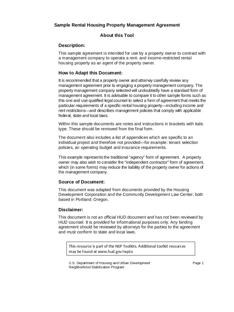 Property Management Agreement Doc Template | pdfFiller