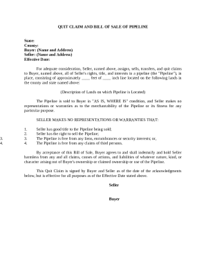 Quit Claim and Bill of Sale of Pipeline Doc Template | pdfFiller