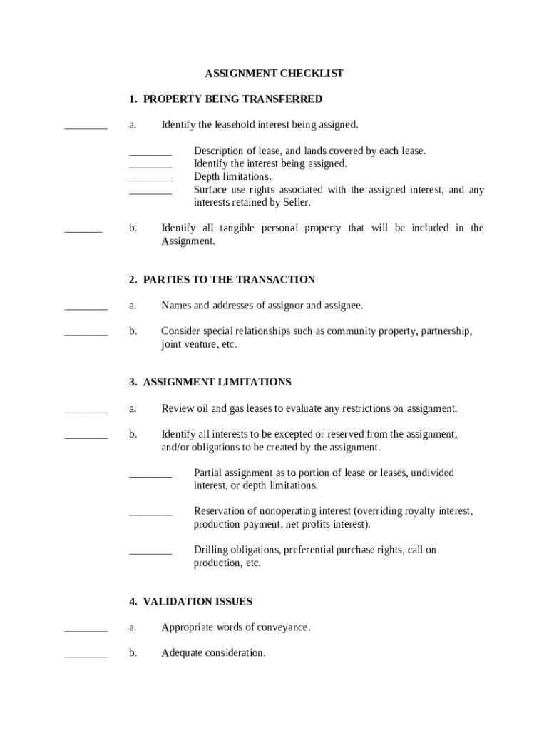 Assignment Checklist Doc Template | pdfFiller