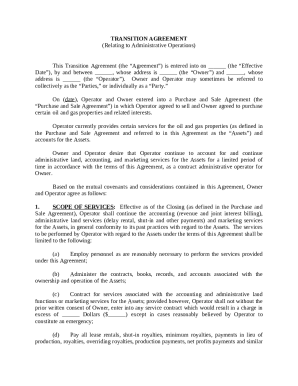 Transition Agreement Doc Template | pdfFiller