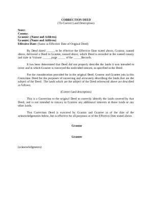 Correction Deed Doc Template | pdfFiller