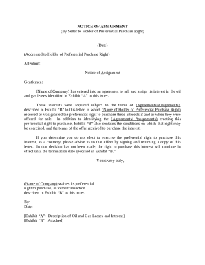 Notice of Assignment Doc Template | pdfFiller