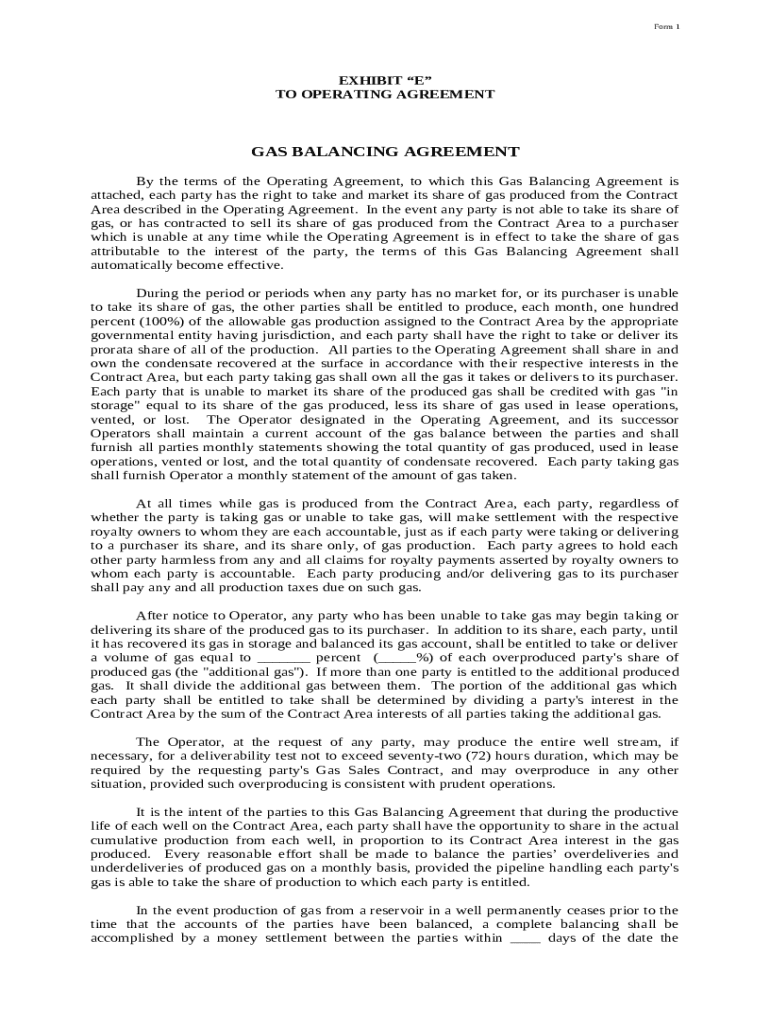 Exhibit E to Operating Agreement Gas Balancing Agreement - 1 Doc ...