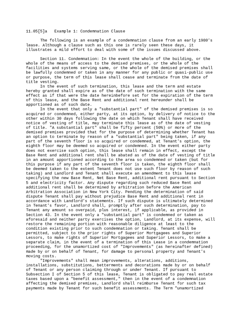 Condemnation Clause Doc Template | pdfFiller
