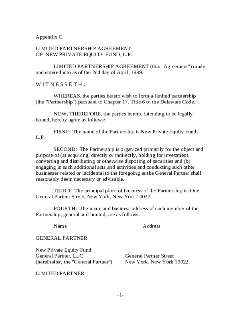Limited Partnership Agreement Doc Template | pdfFiller