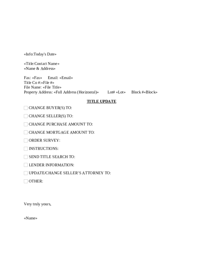 Letter: Title Update Doc Template | pdfFiller