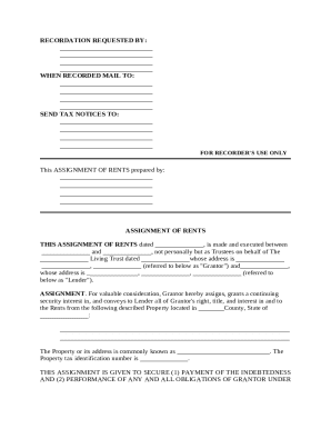 Assignment of Rents Doc Template | pdfFiller