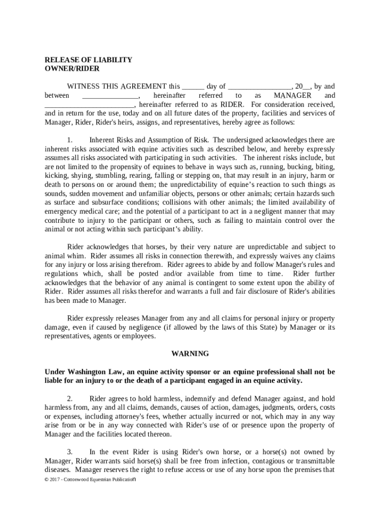 Release of Liability Doc Template | pdfFiller