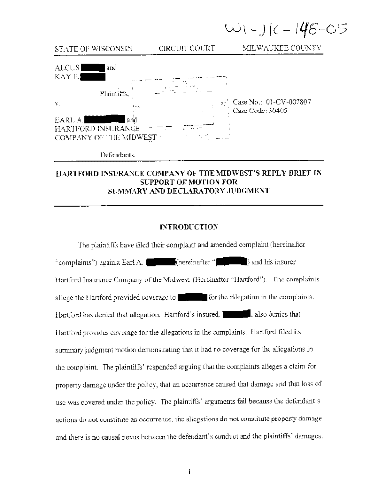 Fillable Online A05 Reply Brief In Support OF Motion For Summary And Declaratory Judgment Fax ...