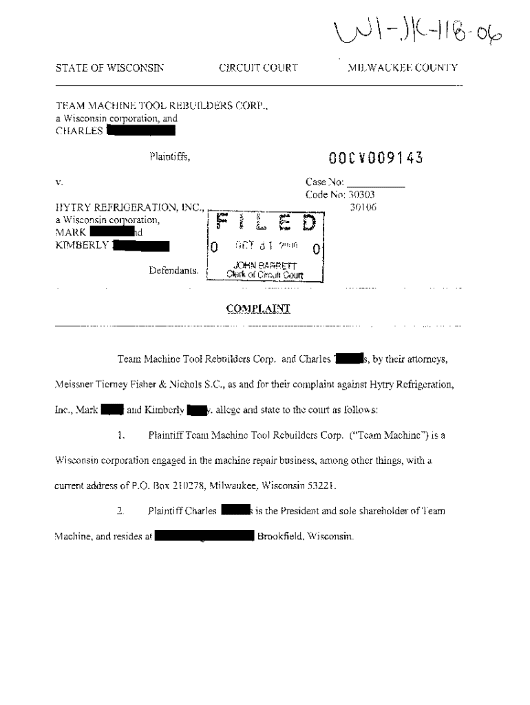 Fillable Online A01 Complaint regarding Nonpayment for Consulting Services Rendered by Self ...