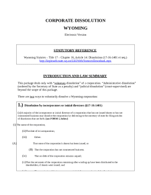 Corporate Dissolution Wyoming Doc Template | pdfFiller