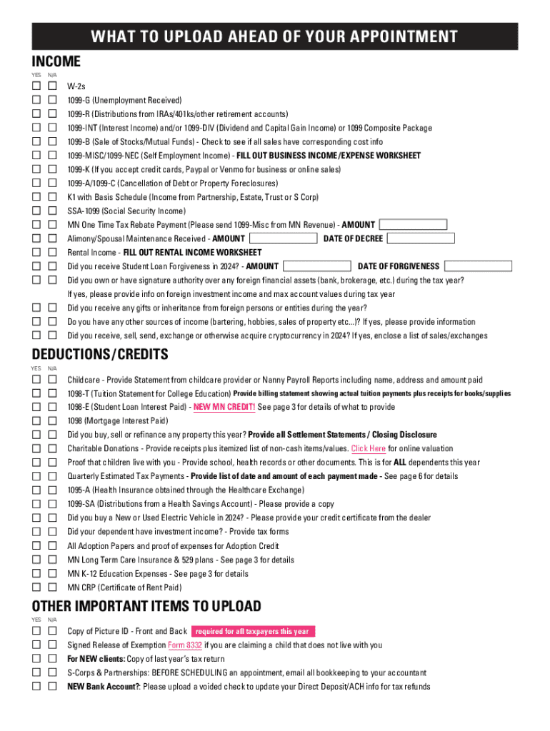 Fillable Online Tax Preparation Worksheet Overview Fax Email Print ...