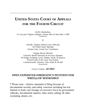 Fillable Online Open Expedited Emergency Petition for Writ(s) of Mandamus Fax Email Print ...
