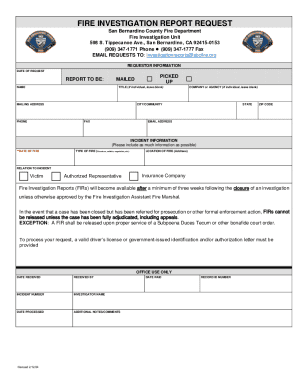 Fillable Online Fire Investigation Report Request Form Fax Email Print ...