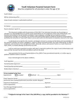 Fillable Online Youth Volunteer Parental Consent Fax Email Print - pdfFiller