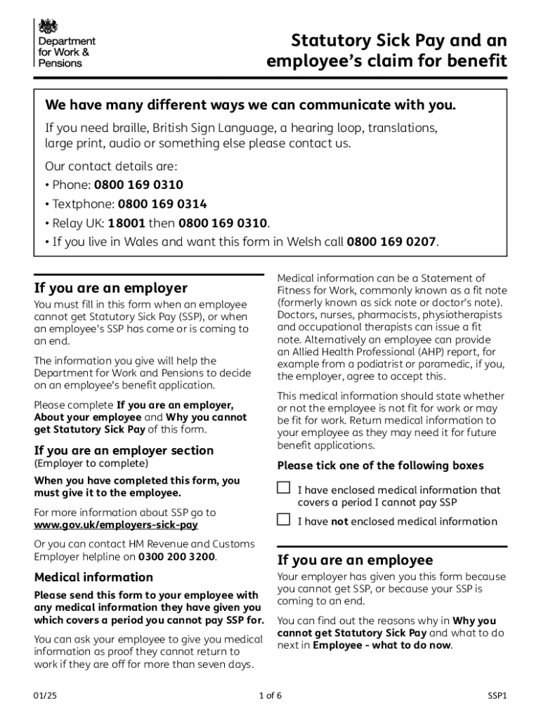 2025 Form UK SSP1 Fill Online, Printable, Fillable, Blank - pdfFiller