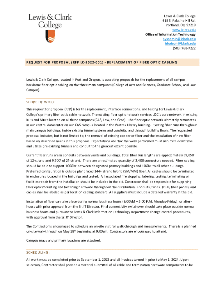 Fillable Online Request for Proposal (rfp Lc-2022-001) - Replacement of ...