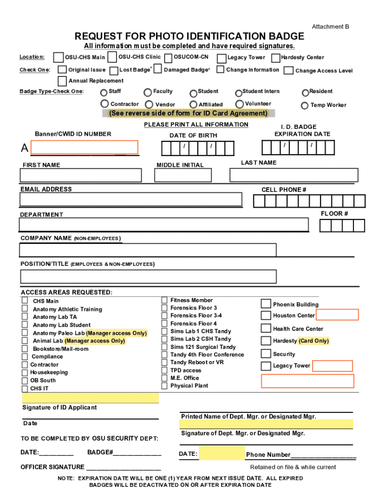 Fillable Online Solicitud De Insignia De Identificación Fotográfica Fax ...