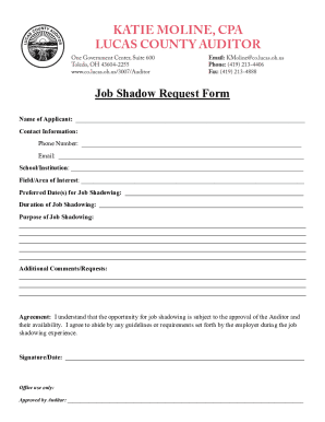 Fillable Online Job Shadow Request Fax Email Print - pdfFiller